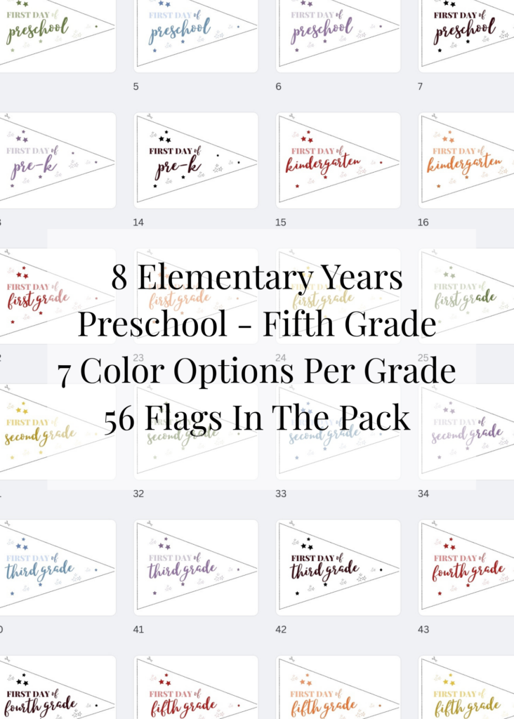 First Day of School Flag Pack – Elementary Years – Healthy Grocery Girl